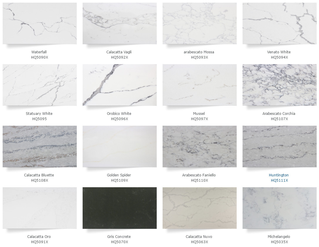 White Quartz Solid Stone Countertops For Kitchen 2.5 G / Cm3 Bulk Density