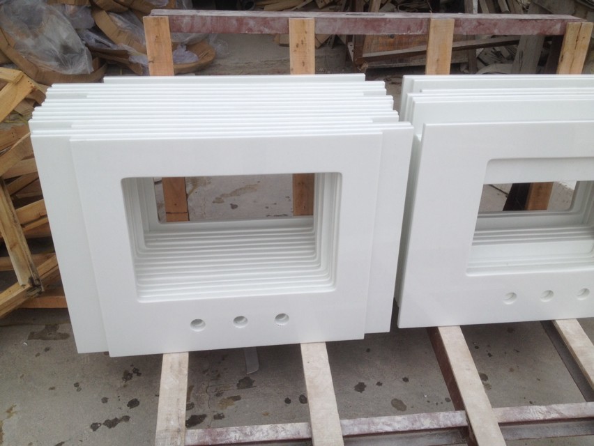 Beige Solid Surface Vanity Tops For Bathrooms High Percentage Quartz