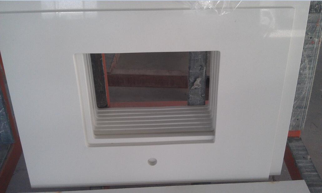 Solid Surface Quartz Bathroom Vanity Tops 5 - 7 High Mohs Hardness