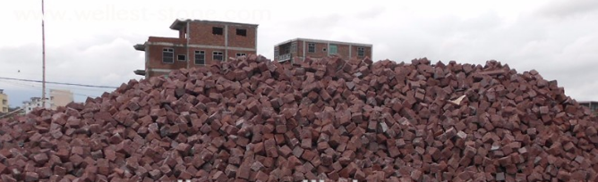 Granite Outdoor Natural Paving Stones For Garden / Patio Red Porphyry